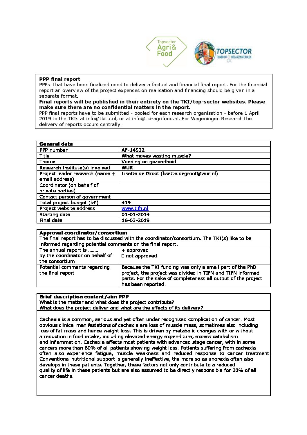 AF-14502 Final report - Topsector Agri & Food